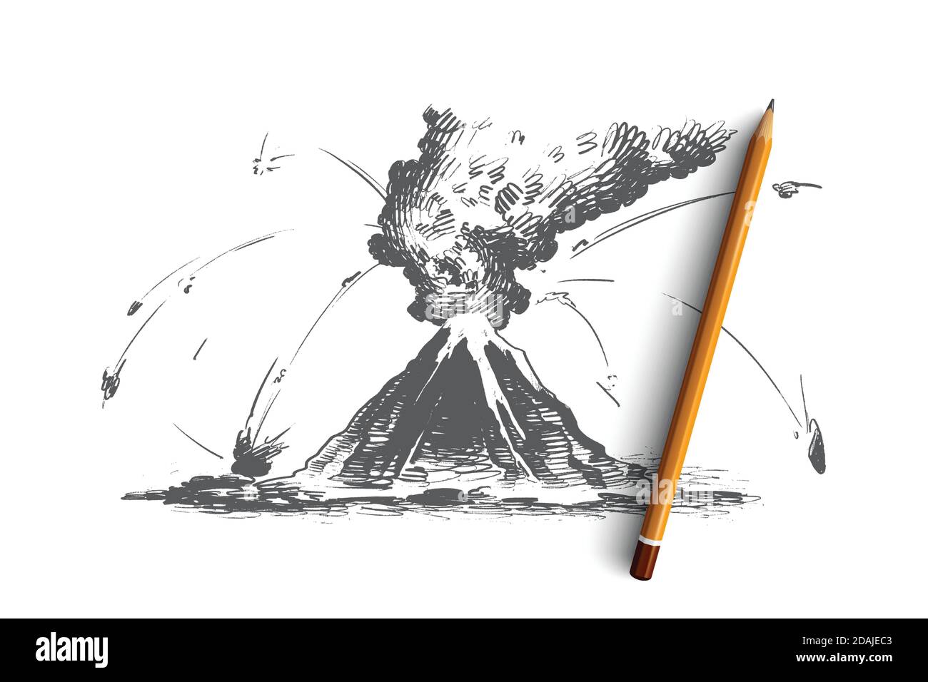 Volcano Eruption Drawing