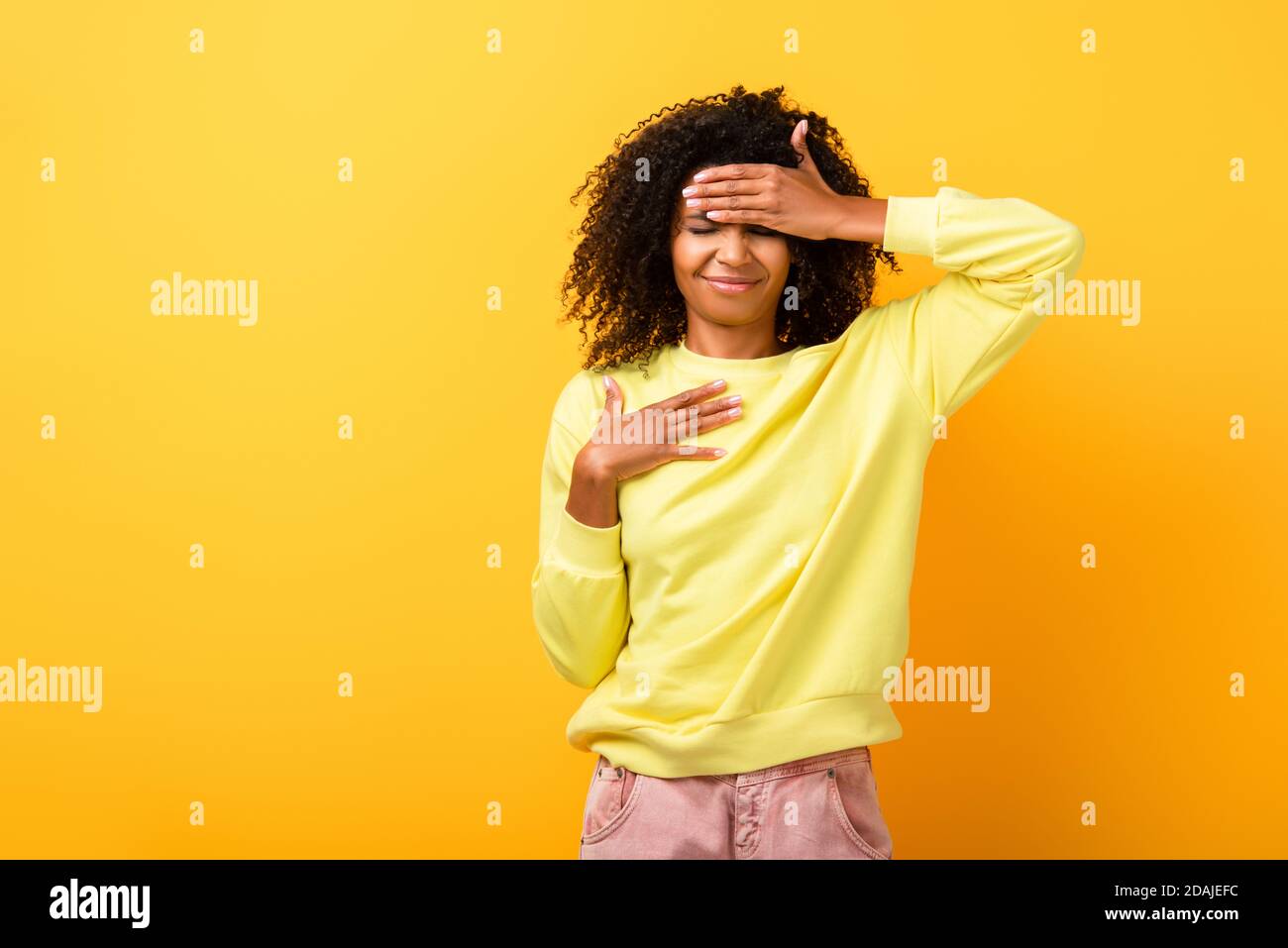 Person touching forehead hi-res stock photography and images - Alamy
