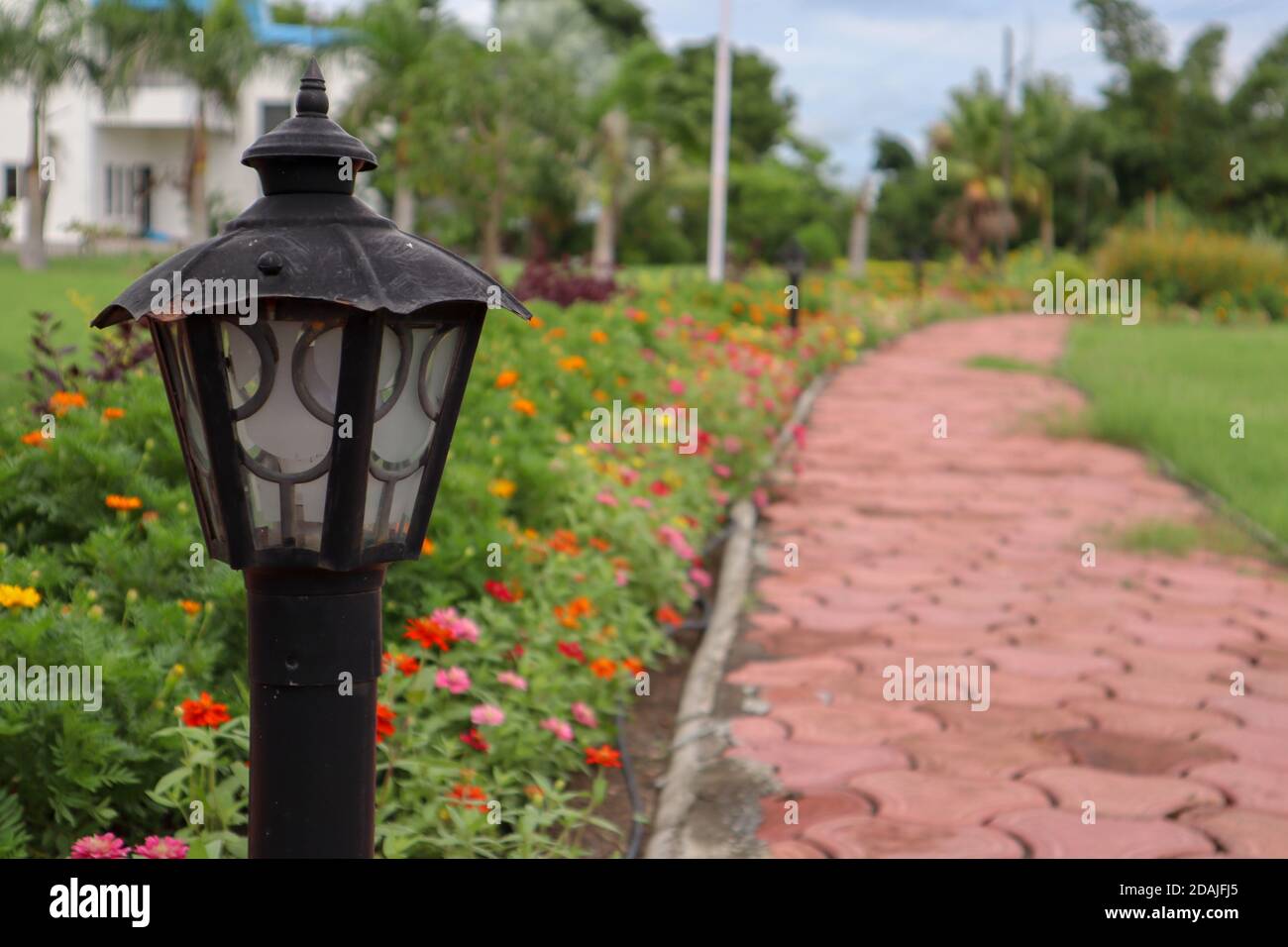 Light Walkway Post With Flowers Outdoor Lamp Post Lights Waterproof