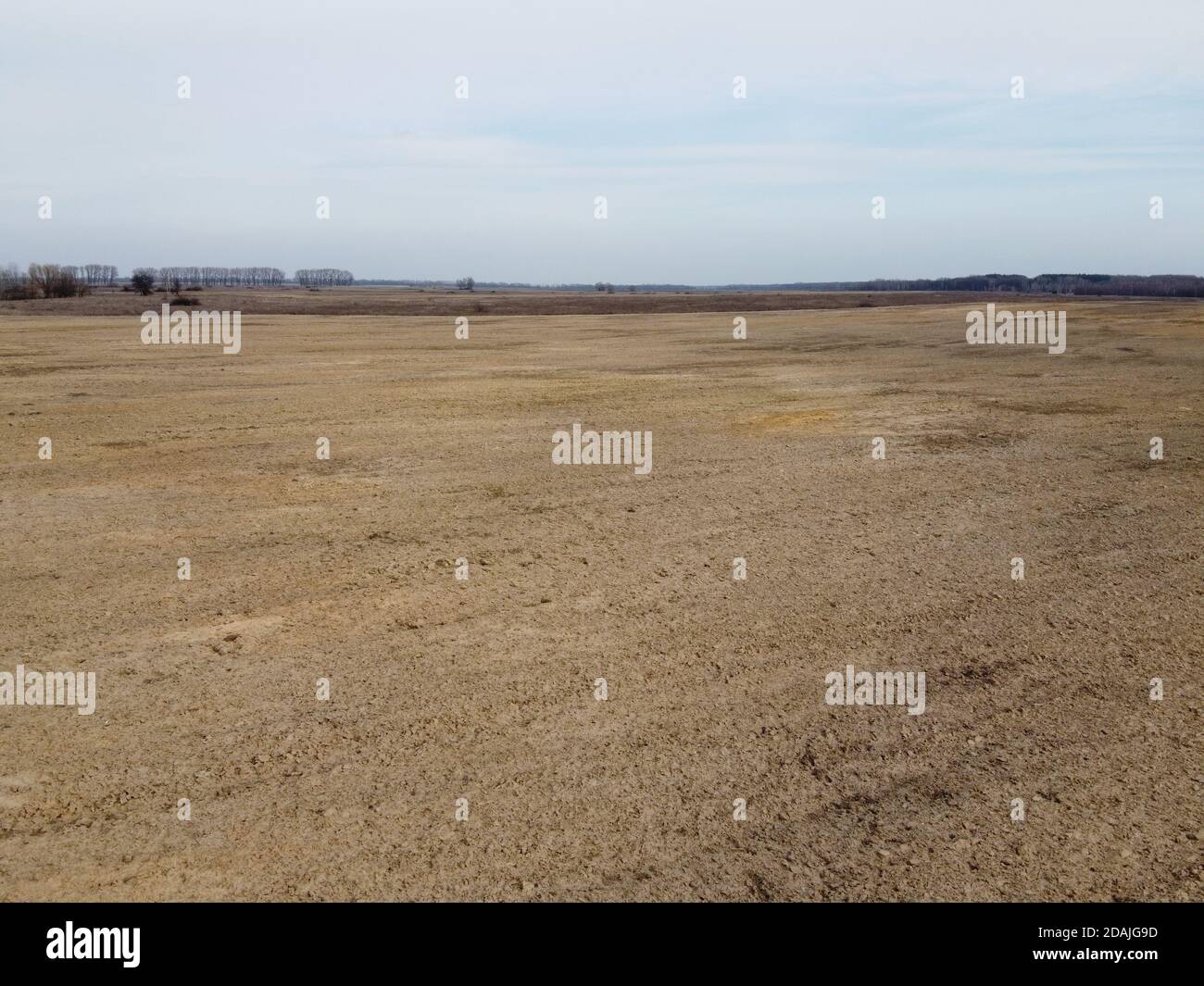 Agricultural land, aerial view. Landscape. Arable fields in the spring ...