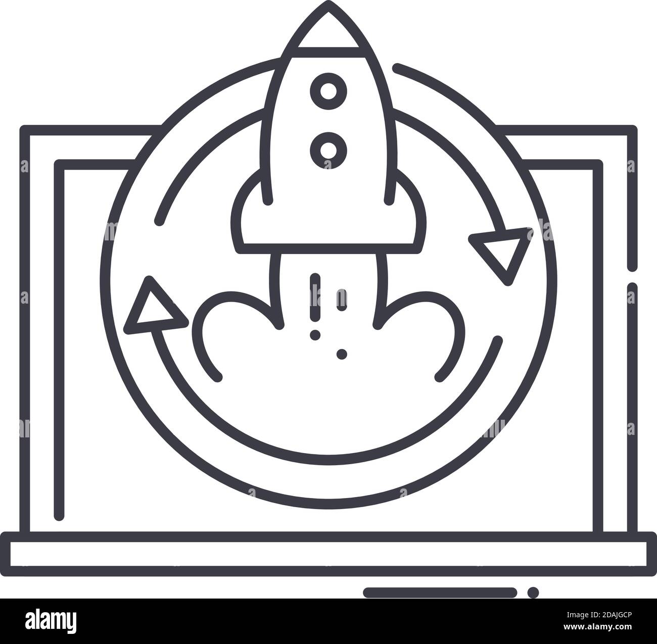 Business launch icon, linear isolated illustration, thin line vector ...