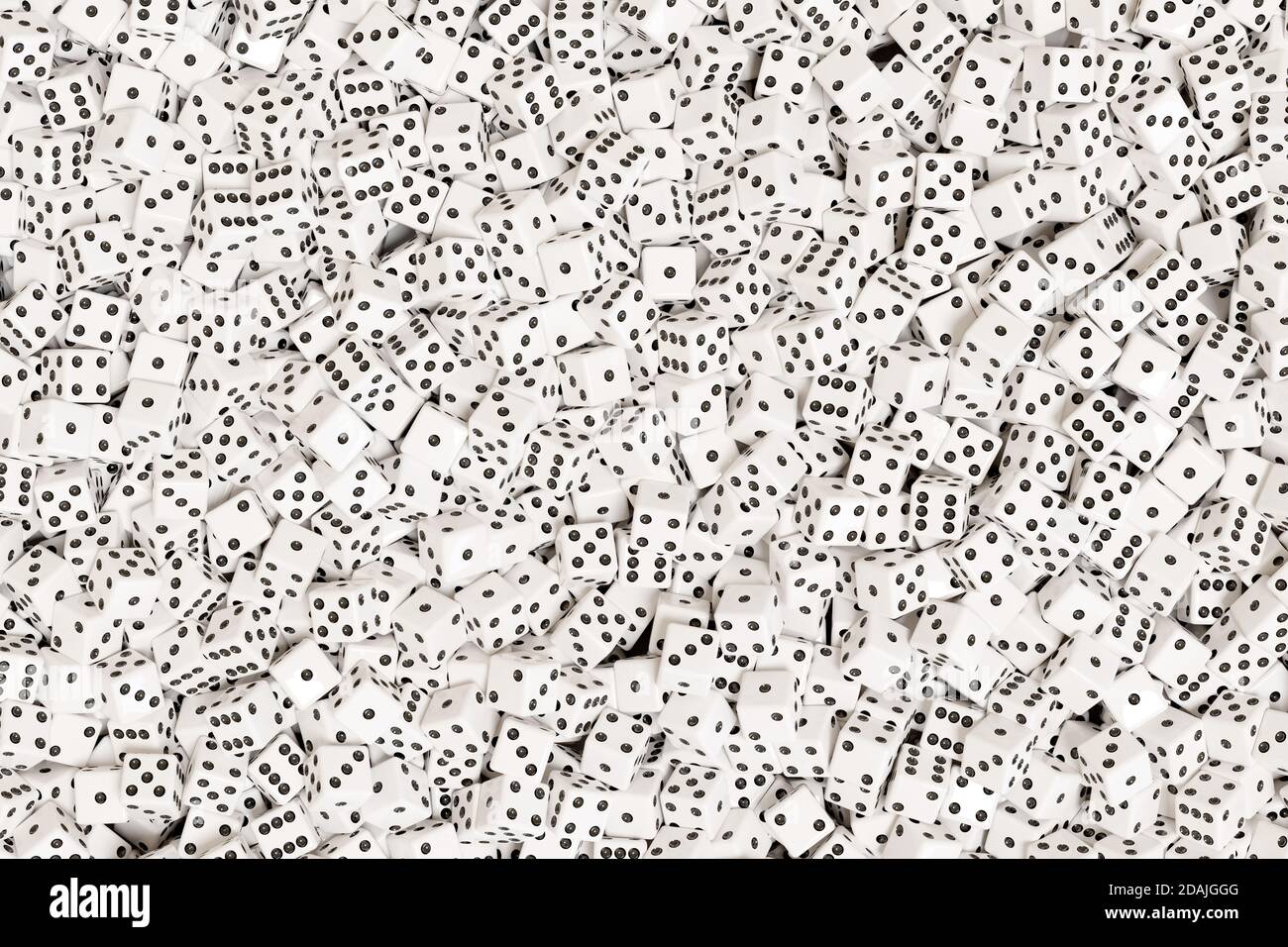 Top view of many white dice. 3d illustration Stock Photo - Alamy