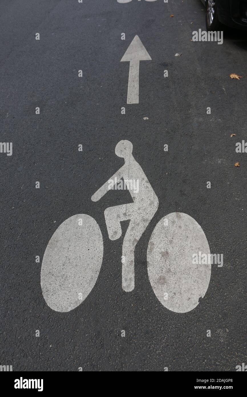Bike Cycle Lane Symbol in France Paris Stock Photo - Alamy