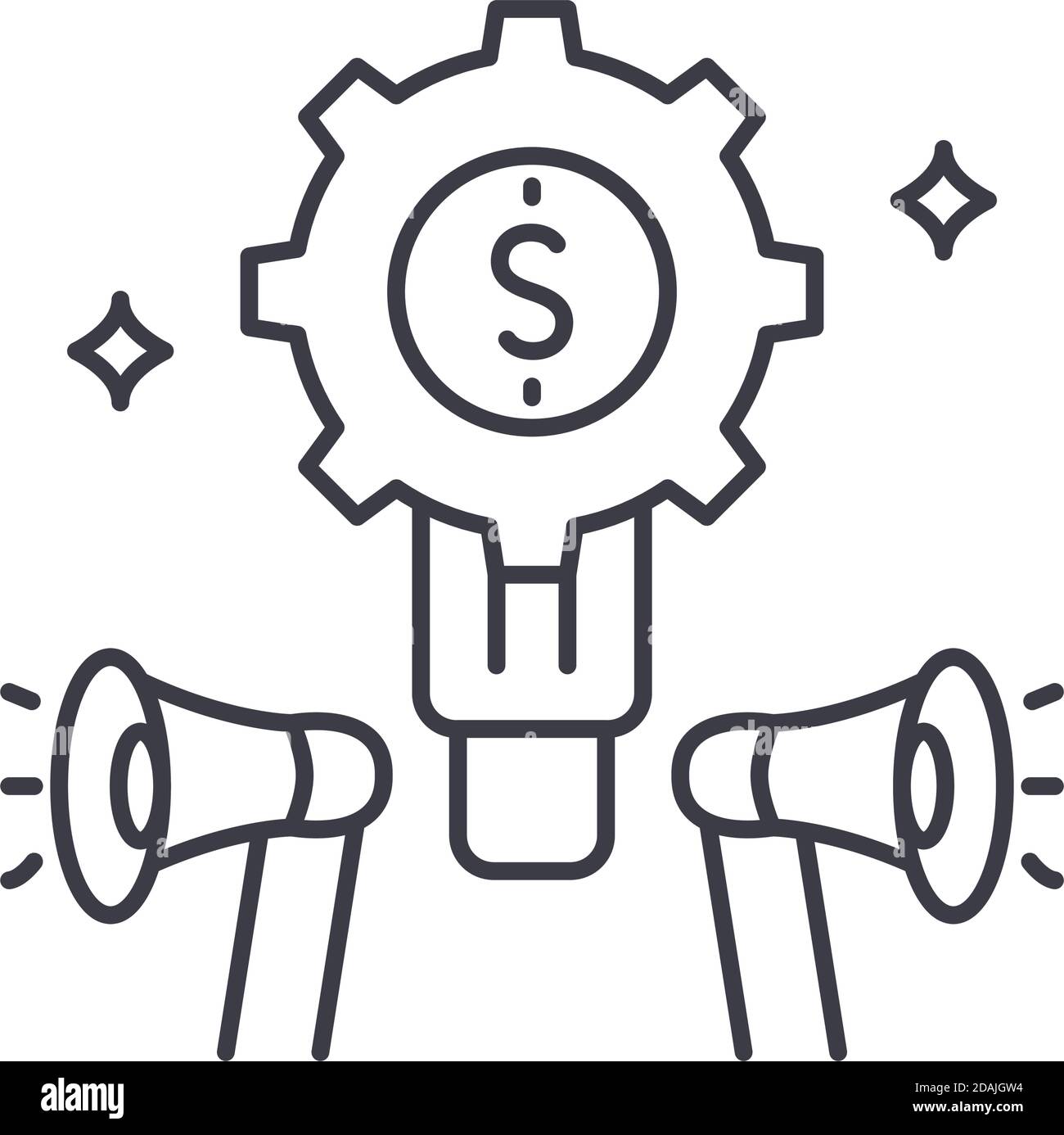 Business development icon, linear isolated illustration, thin line ...