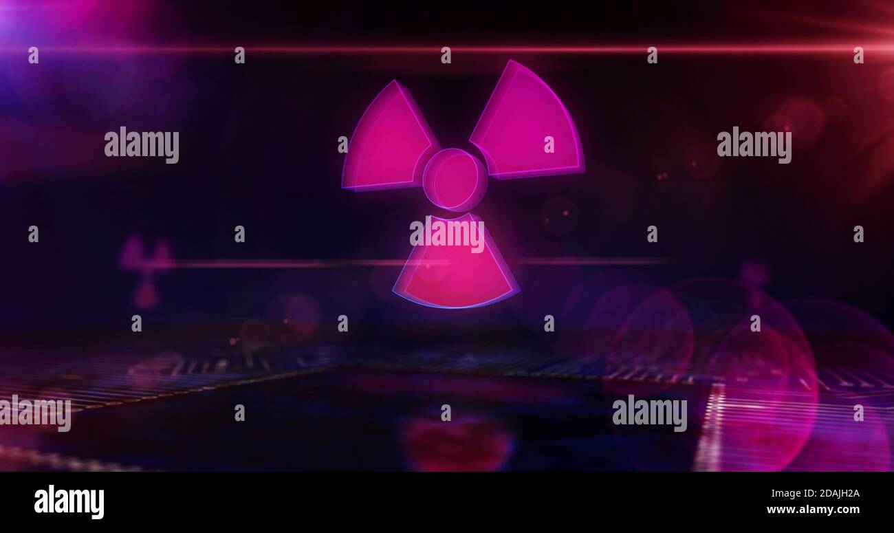 Cyber attack with nuclear symbol, danger, digital war, cybernetic ...