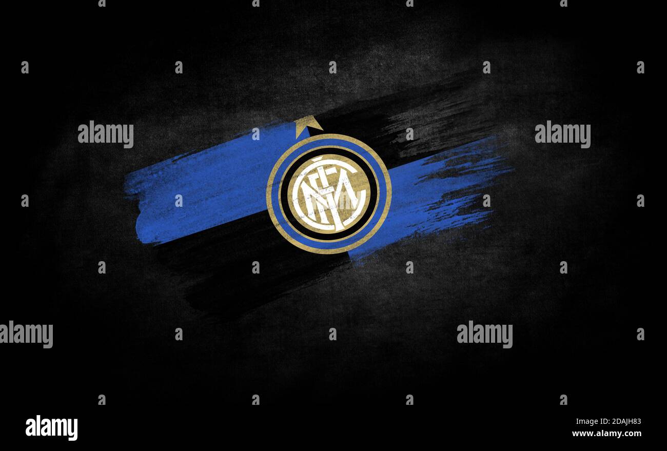 smear of paint in the form of the flag of Football Club Internazionale ...