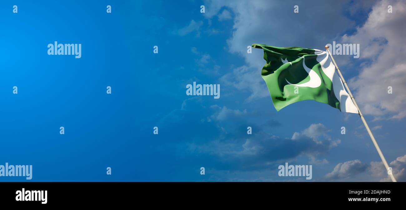 Beautiful national state flag of Pakistan with blank space. Pakistan ...