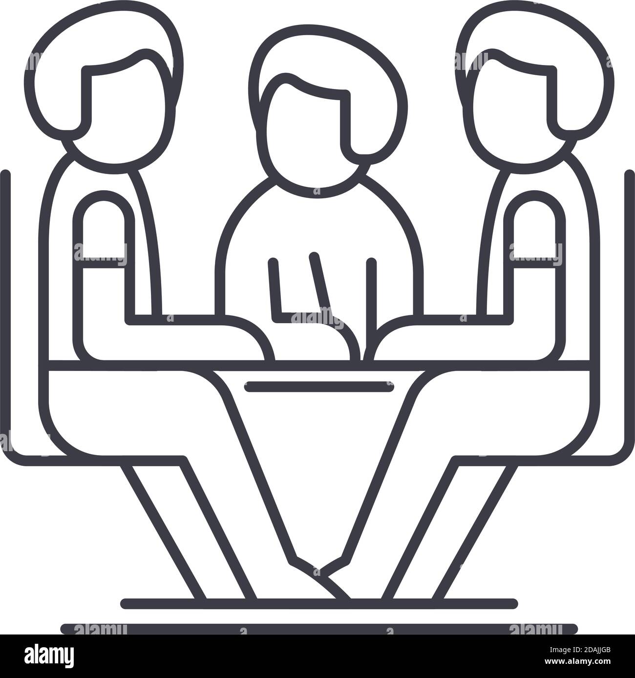 Business meeting icon, linear isolated illustration, thin line vector ...