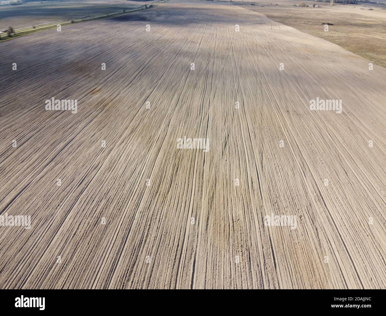 Plowed agricultural field, aerial view. Agricultural land Stock Photo ...