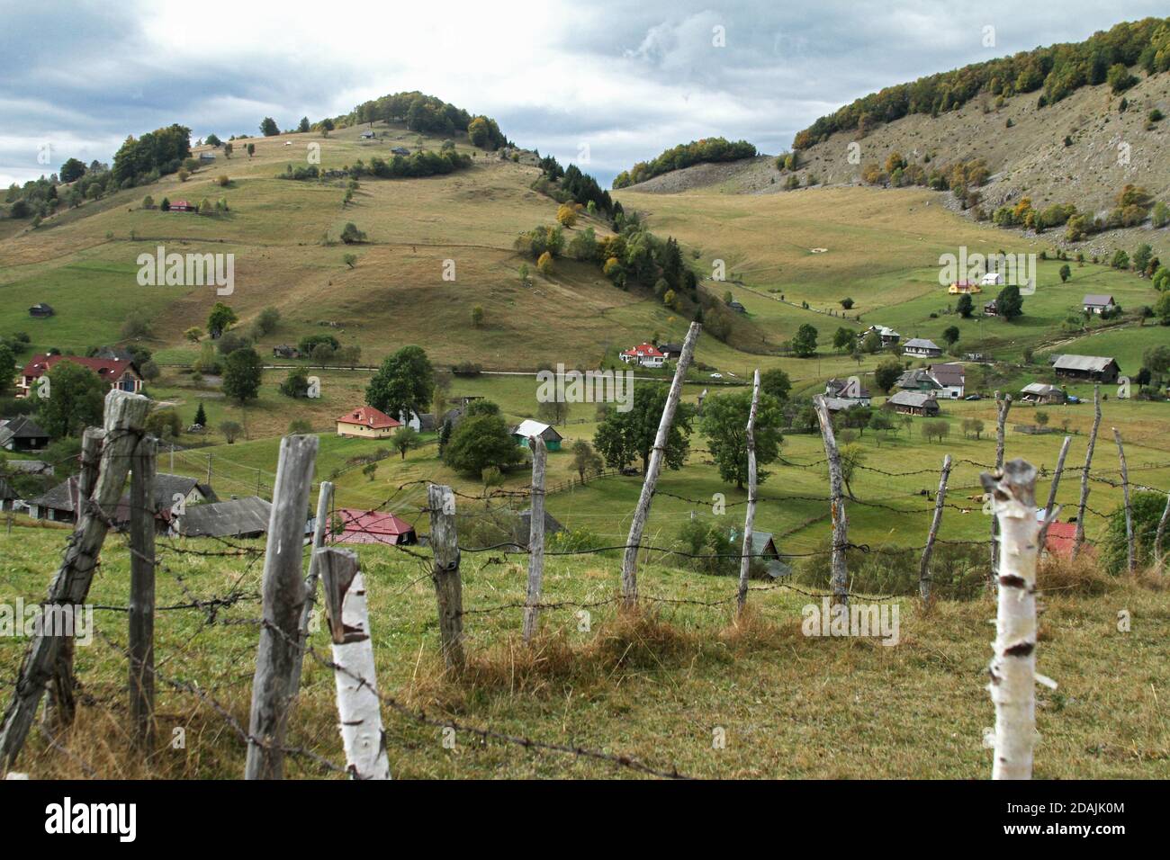 Houses in the village of Sirnea, Brasov County, Romania. Village at ...