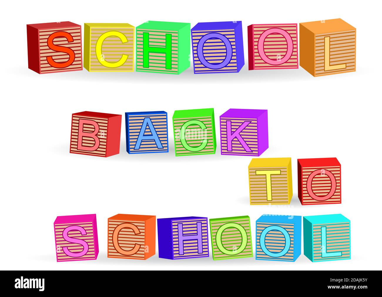 The word SCHOOL spelt out with childrens building blocks Stock Vector ...