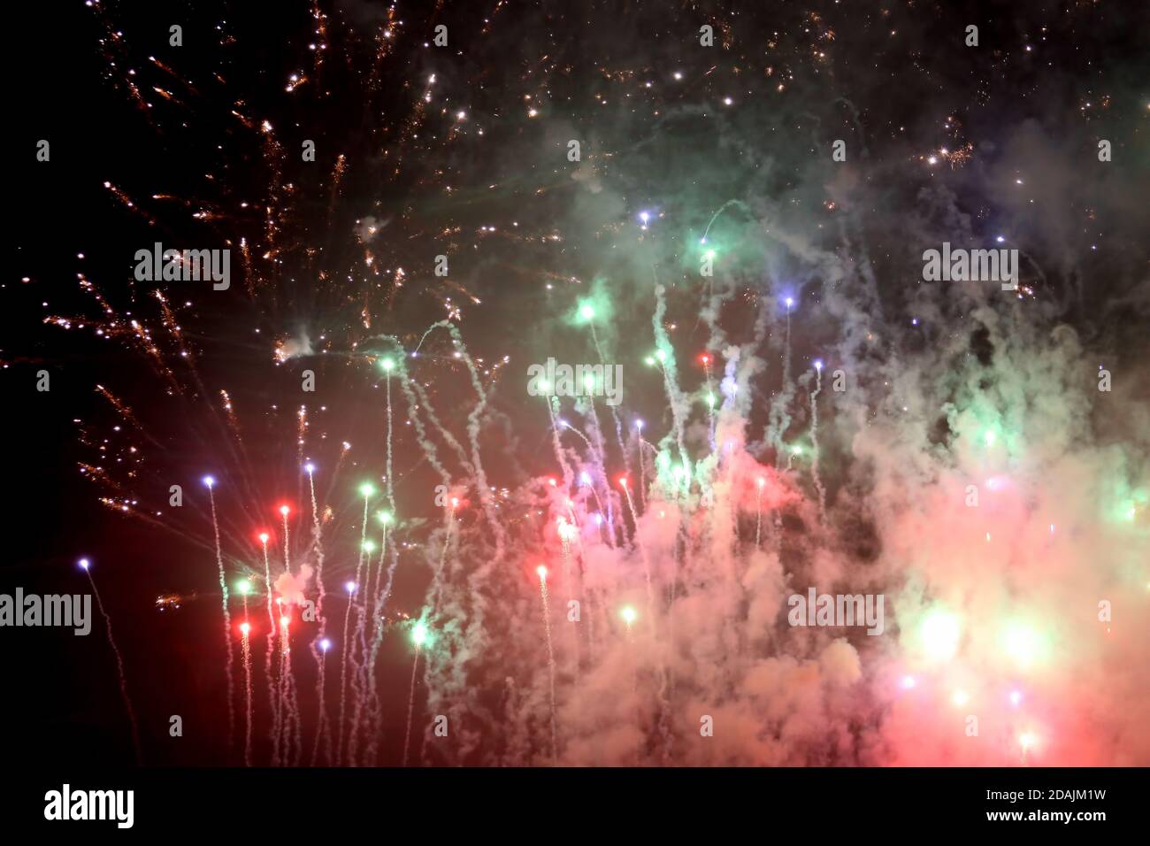 colorful fireworks in the night sky Stock Photo - Alamy