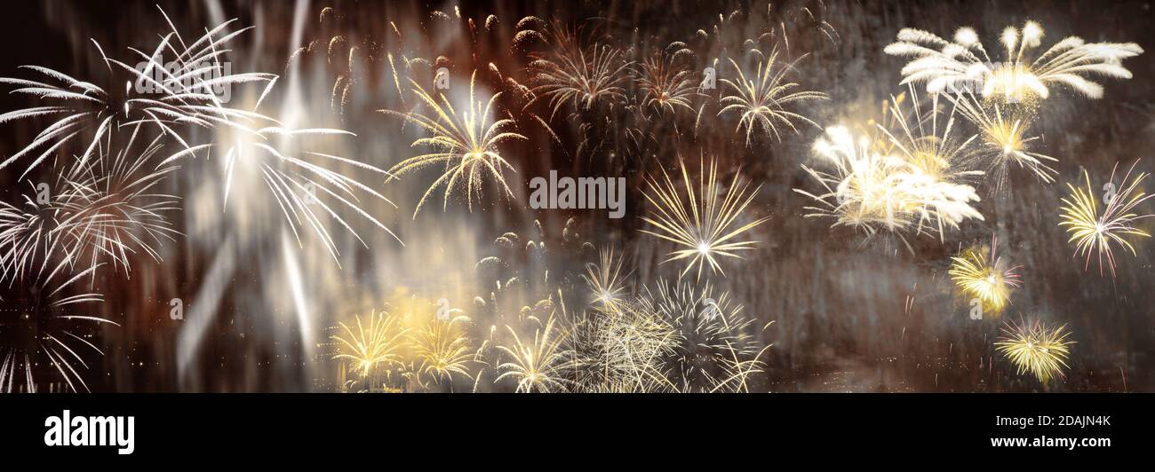 exploding fireworks New Year background Stock Photo - Alamy