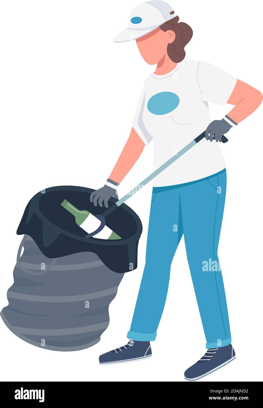 Volunteer collecting trash character Stock Vector Image & Art - Alamy
