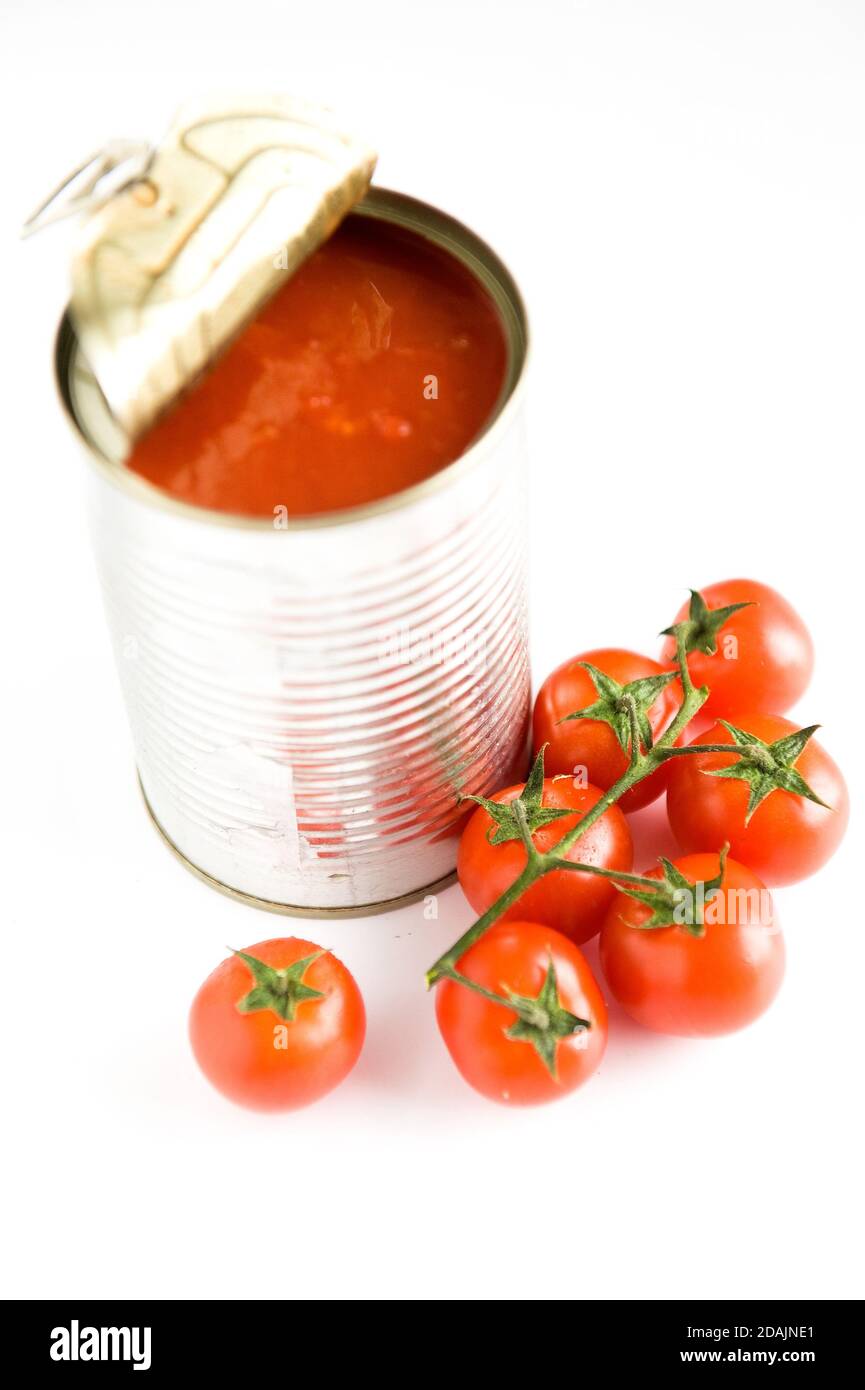 Tomato, open tomato can, Vegan diet food, creative cherry tomato ...