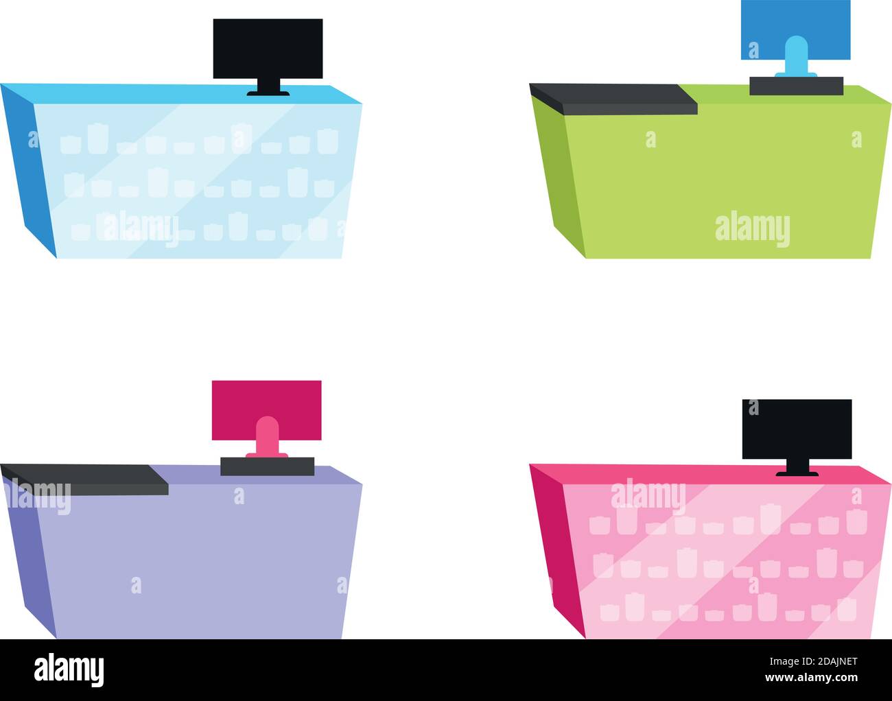 Cashier desks flat objects set Stock Vector Image & Art - Alamy