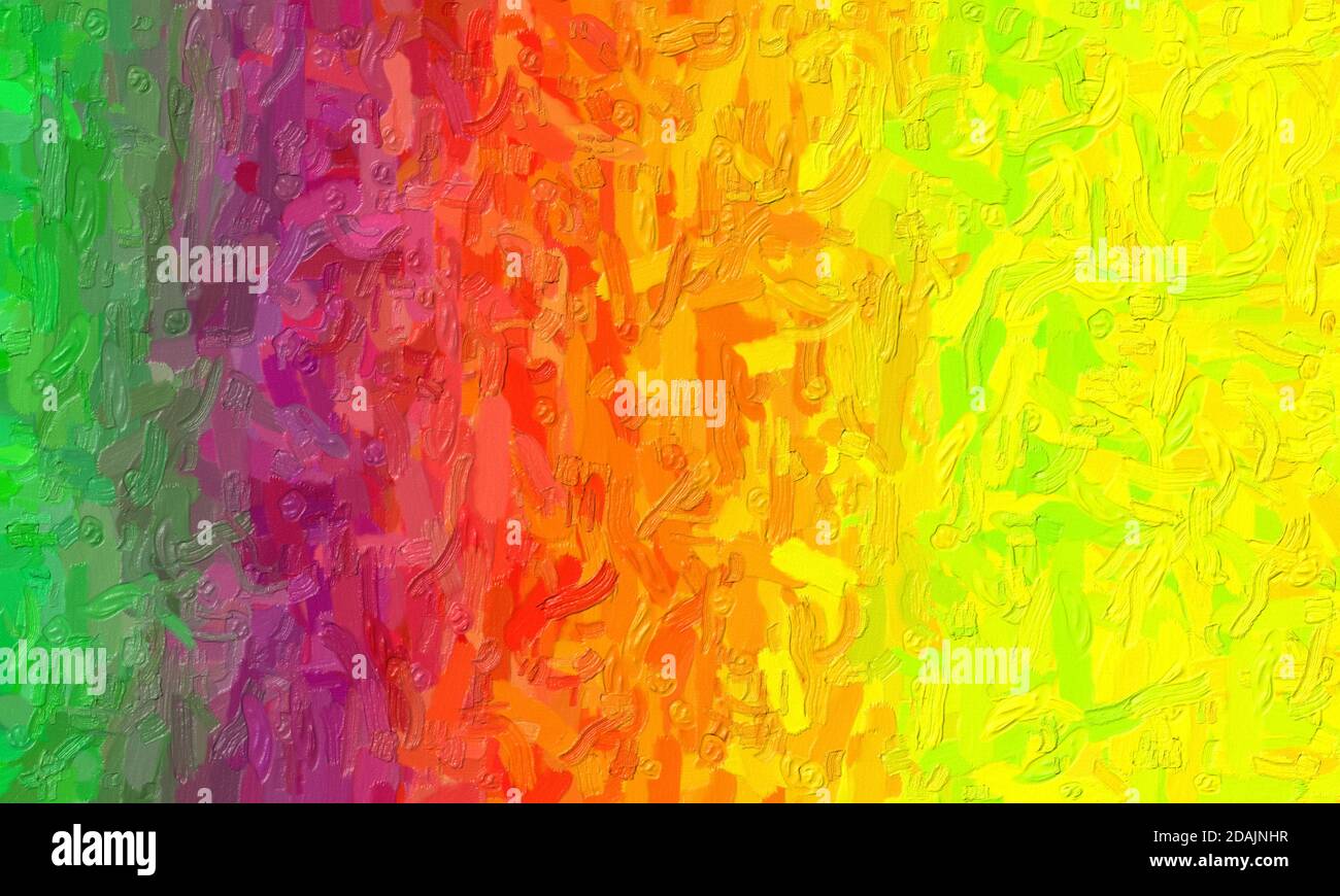 Yellow, green and red large color variation impasto background ...