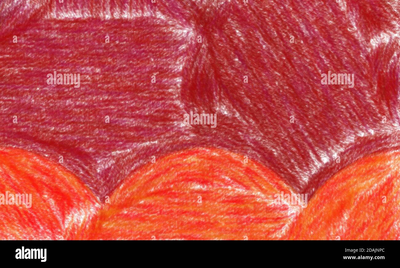 Red and orange circle wax crayon with low coverage background ...