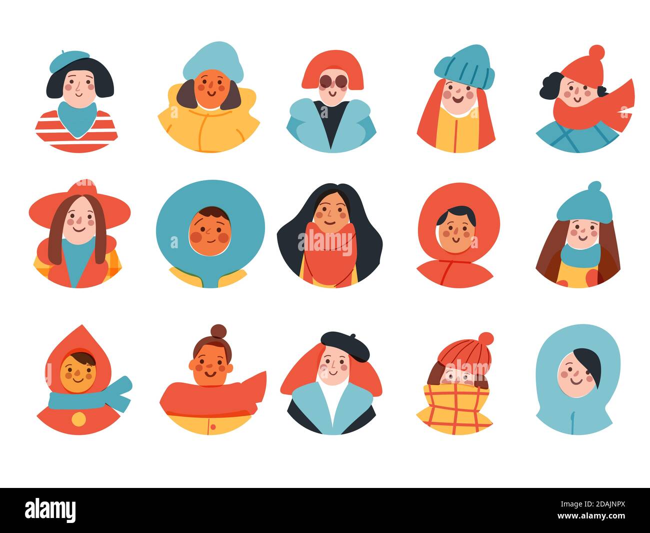 Female avatars or portraits in modern winter clothes Stock Vector Image ...