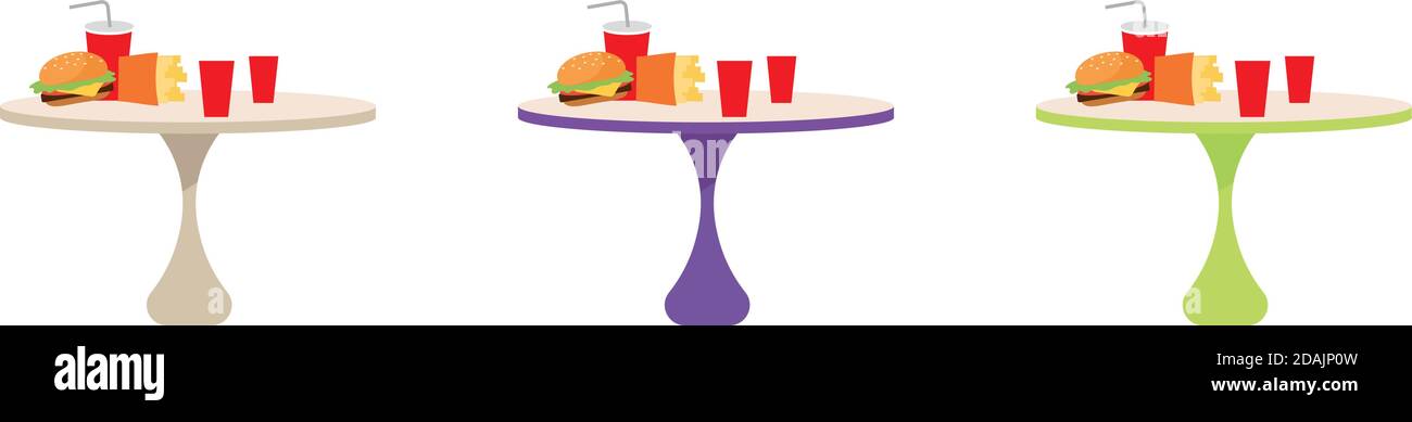 Fast food tables flat color vector objects set Stock Vector Image & Art ...