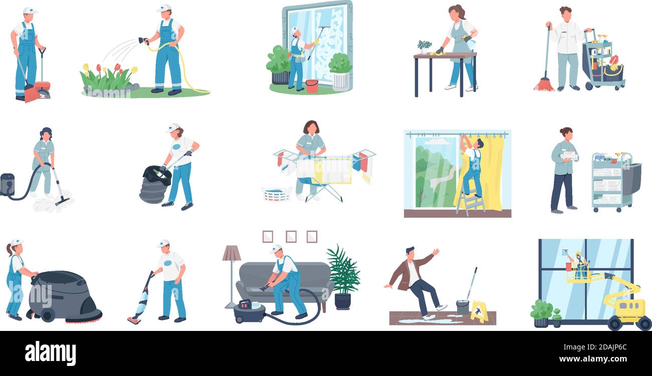 Set cleaning service characters Stock Vector Images - Alamy