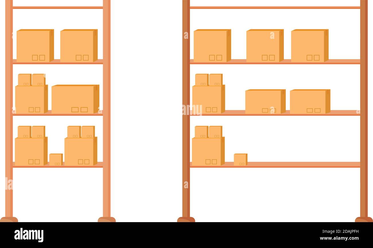 Warehouse shelves flat color vector object set Stock Vector Image & Art ...