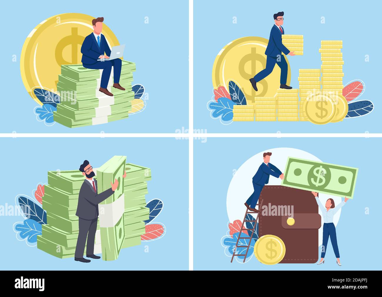 Rich people flat concept vector illustration set Stock Vector Image ...