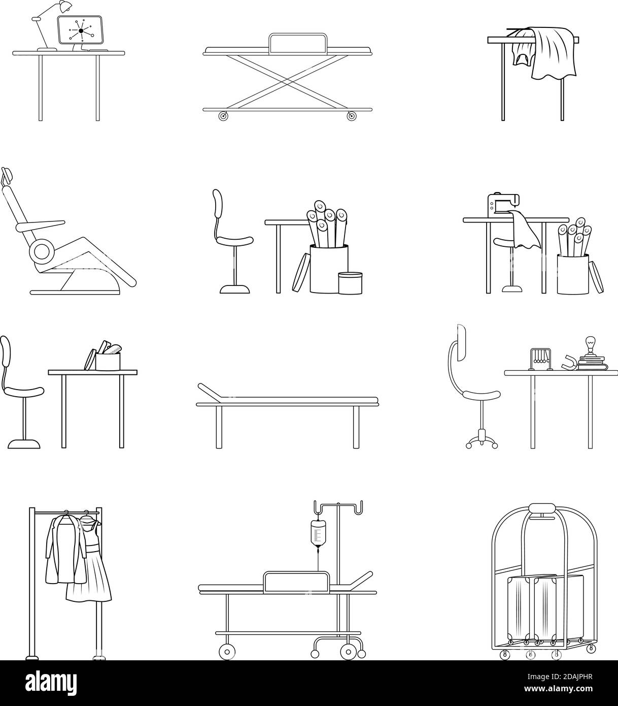 Doctor workplace flat object set Stock Vector Image & Art - Alamy