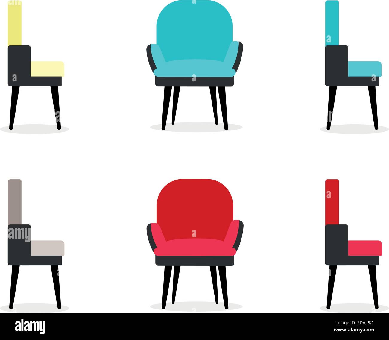 Chairs flat color vector objects set Stock Vector Image & Art - Alamy