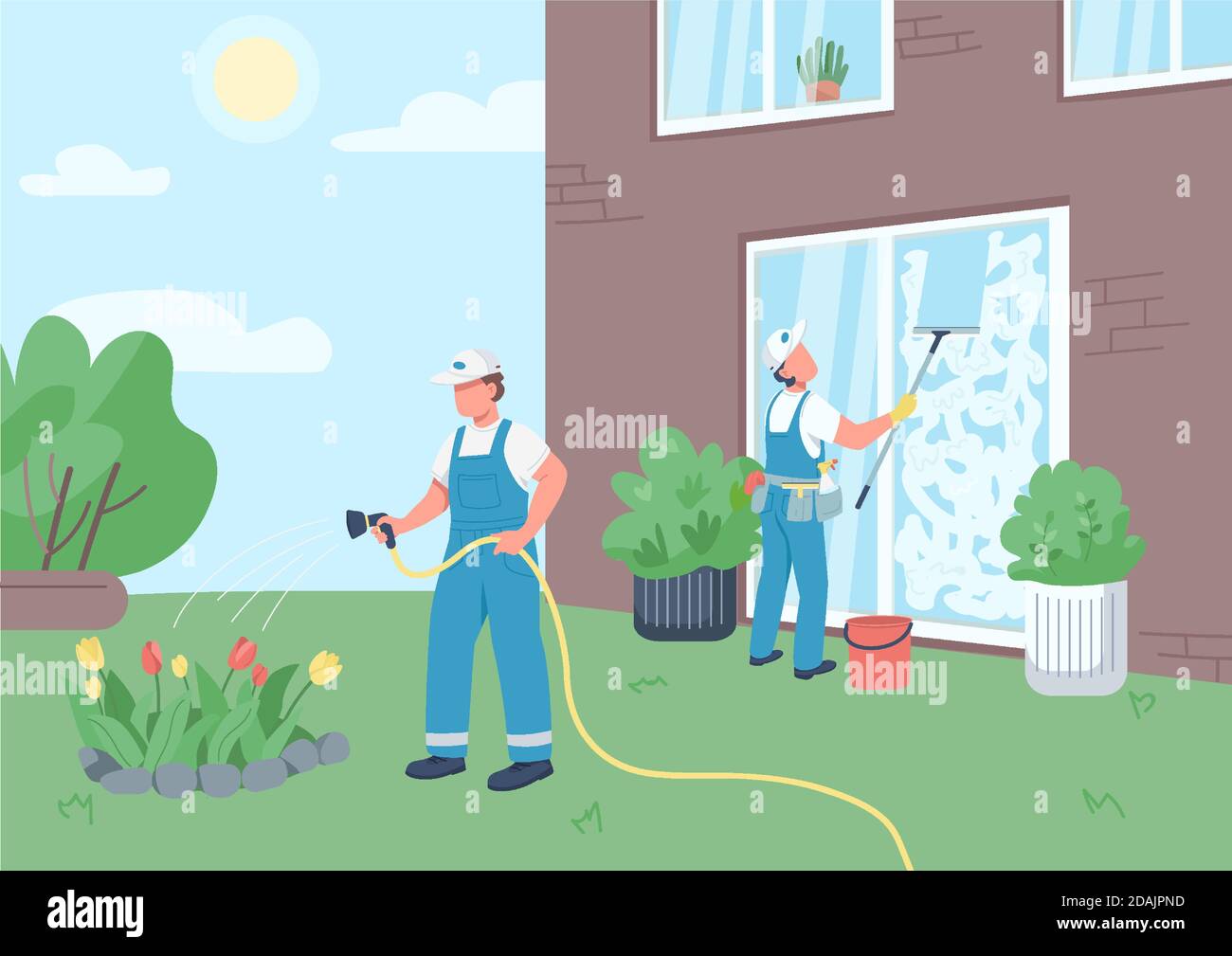 Team professional janitors cleaning Stock Vector Images - Alamy