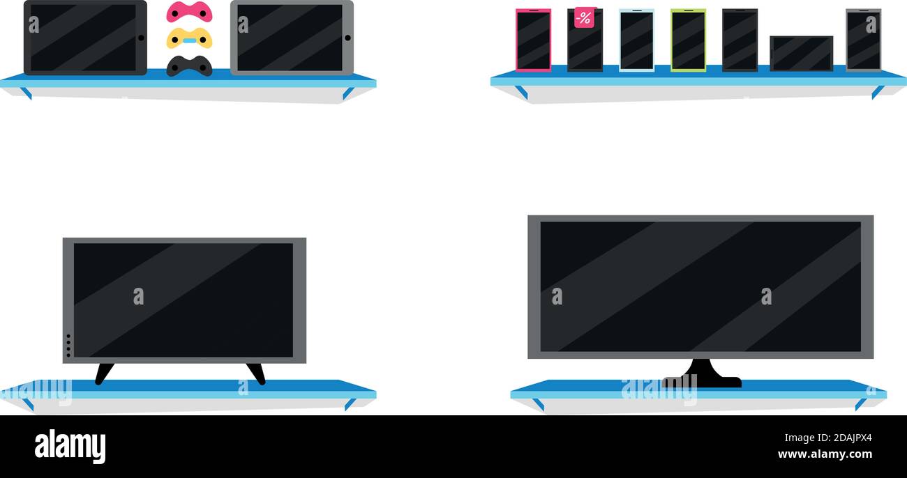 Computer store vector objects set Stock Vector Image & Art - Alamy