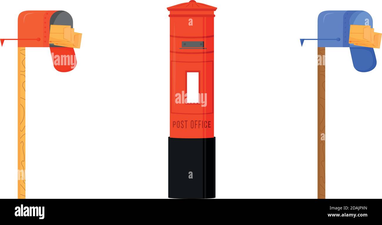 Mailboxes flat vector object set Stock Vector Image & Art - Alamy