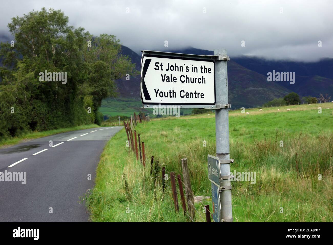 Metal Road Sign on B5322 for St John's in the Vale Church & Youth ...