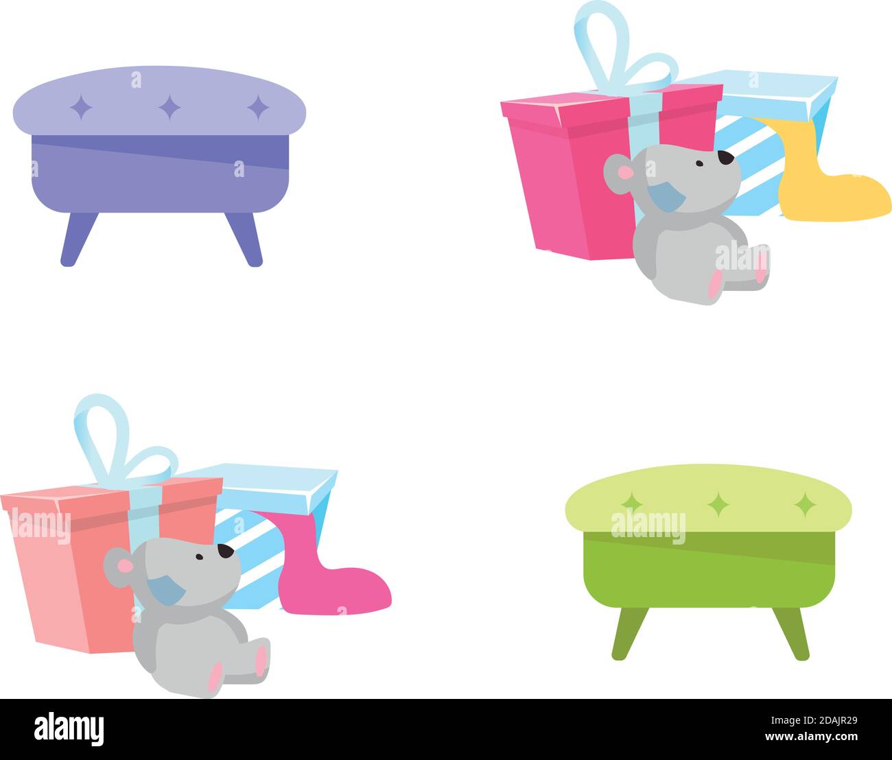Set shopping objects box Cut Out Stock Images & Pictures - Alamy