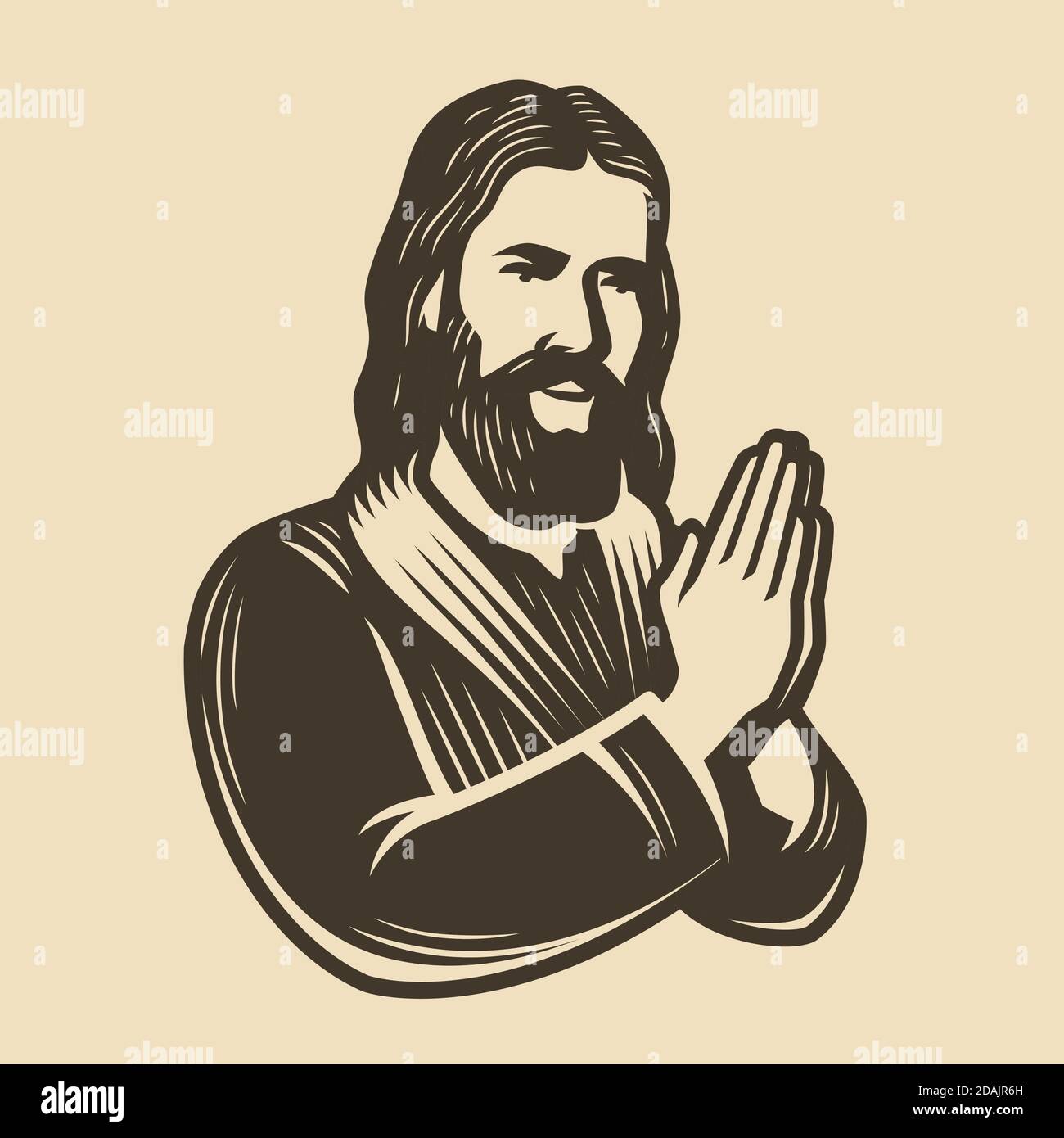 Jesus Christ. Prayer, faith symbol vintage vector illustration Stock ...
