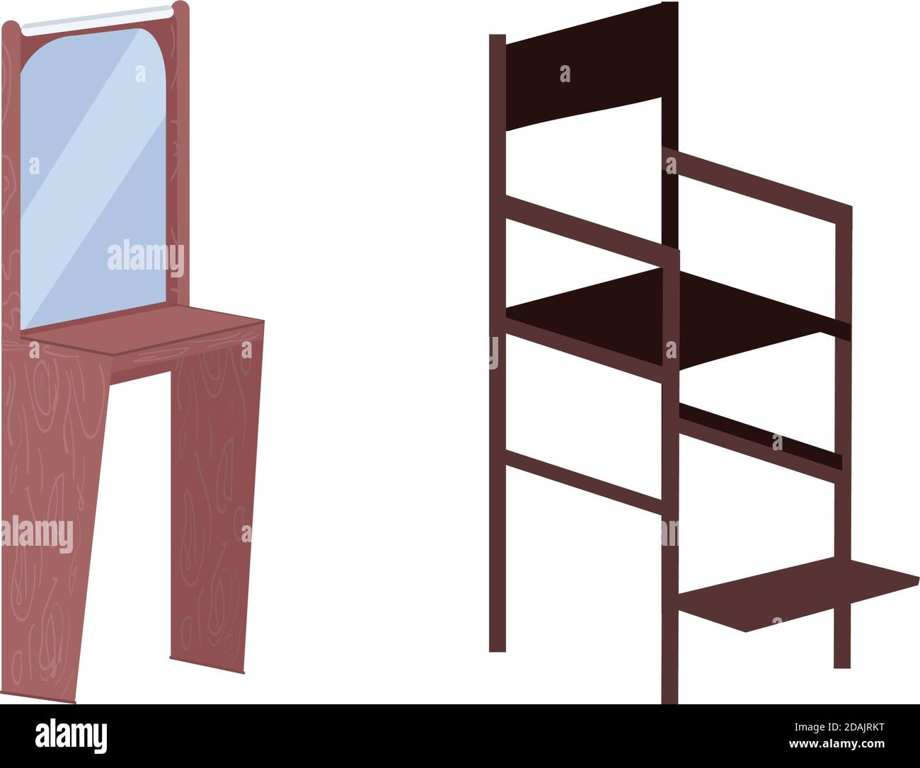 Mirror and high chair flat color vector objects set Stock Vector Image ...