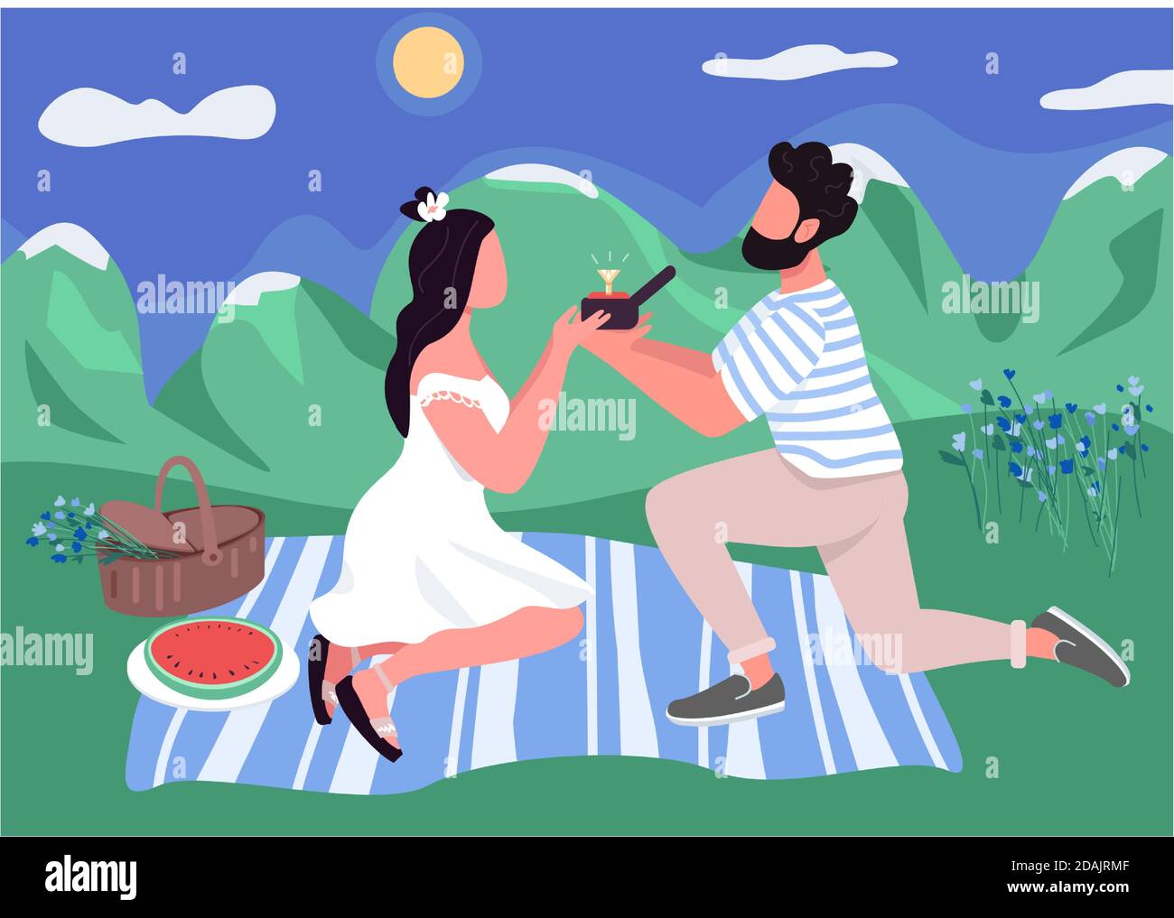 Romantic proposal flat color vector illustration Stock Vector Image ...