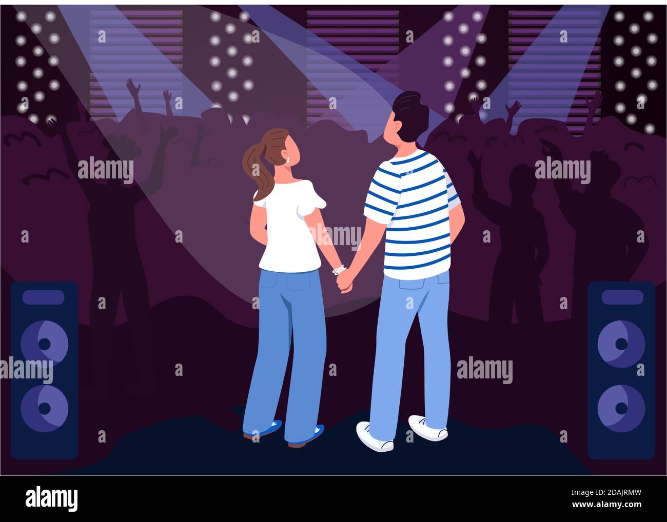 Teenage couple in club flat color vector illustration Stock Vector ...