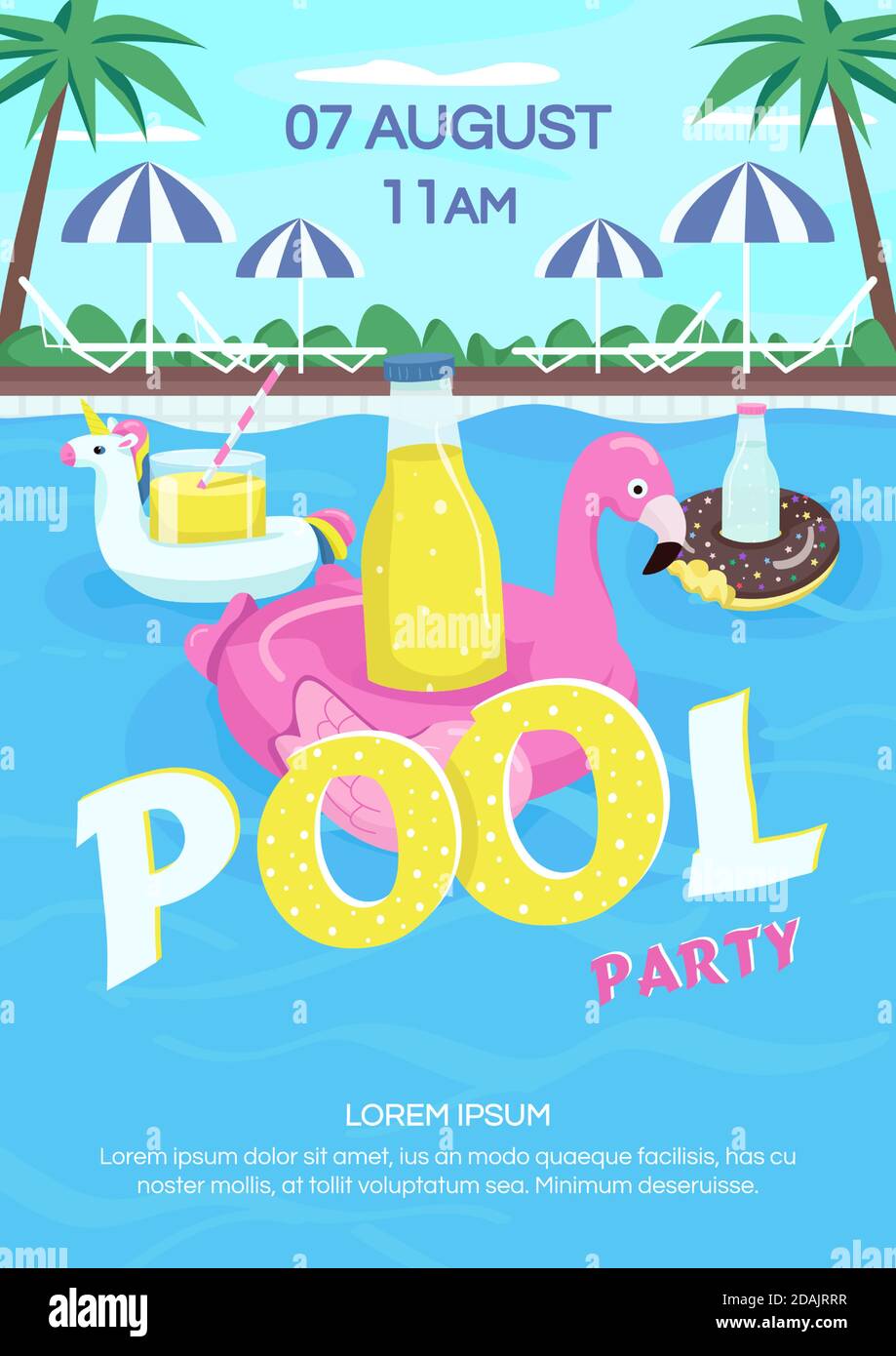 Pool party poster flat vector template Stock Vector Image & Art - Alamy