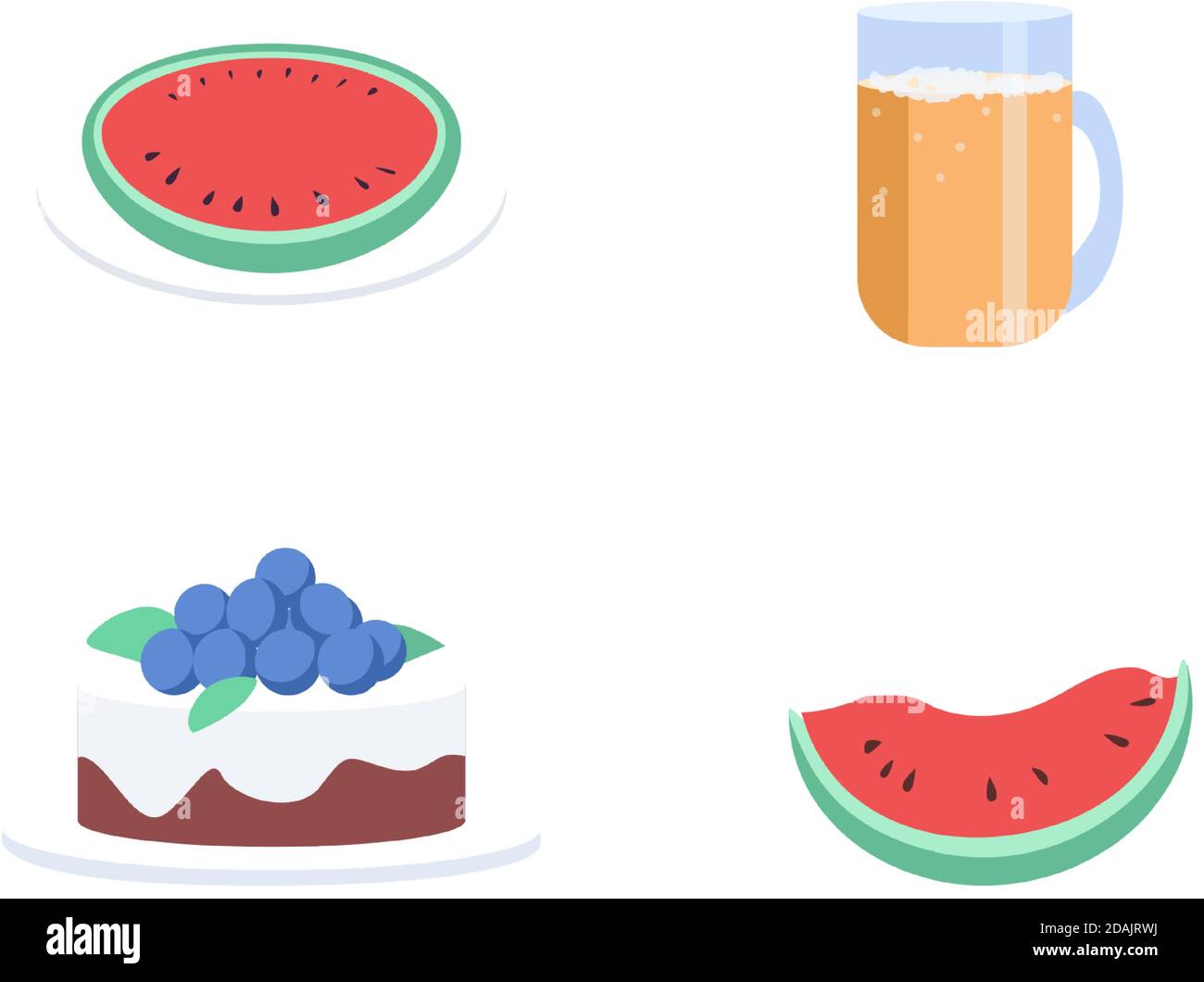 Summer Snack Flat Color Vector Object Set Stock Vector Image And Art Alamy 