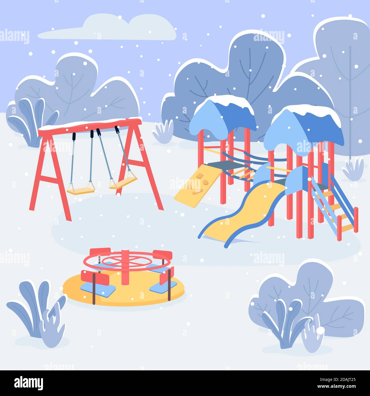 Winter play area flat color vector illustration Stock Vector Image ...