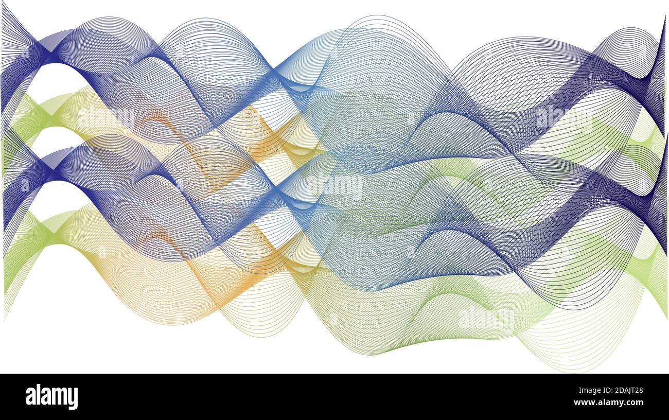 3D rendering of abstract colorful vector lines on white background ...