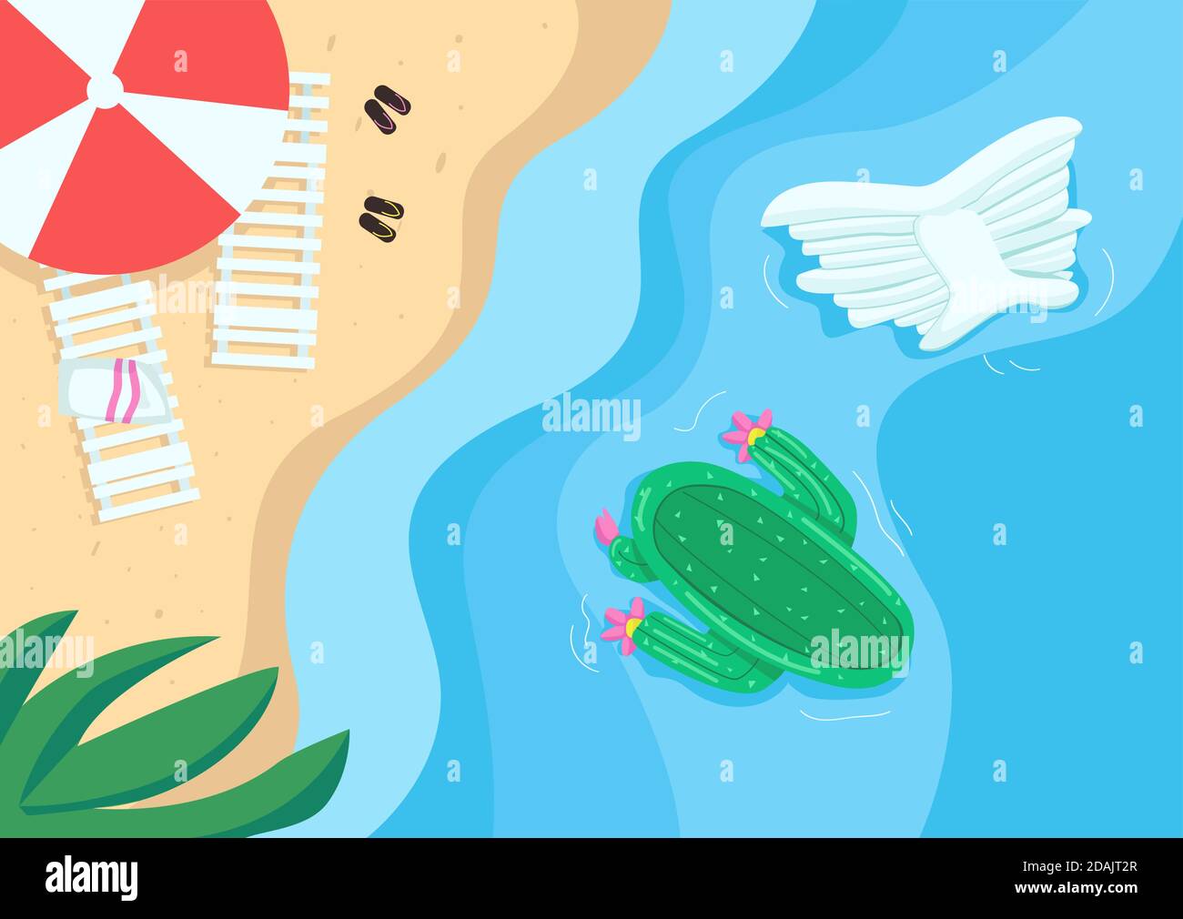 Beach and pool floats flat color vector illustration Stock Vector Image ...