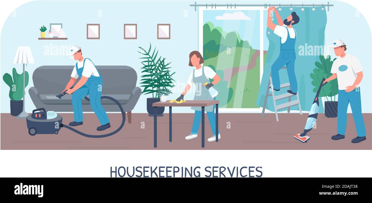 Housekeeping services banner flat vector template Stock Vector Image ...