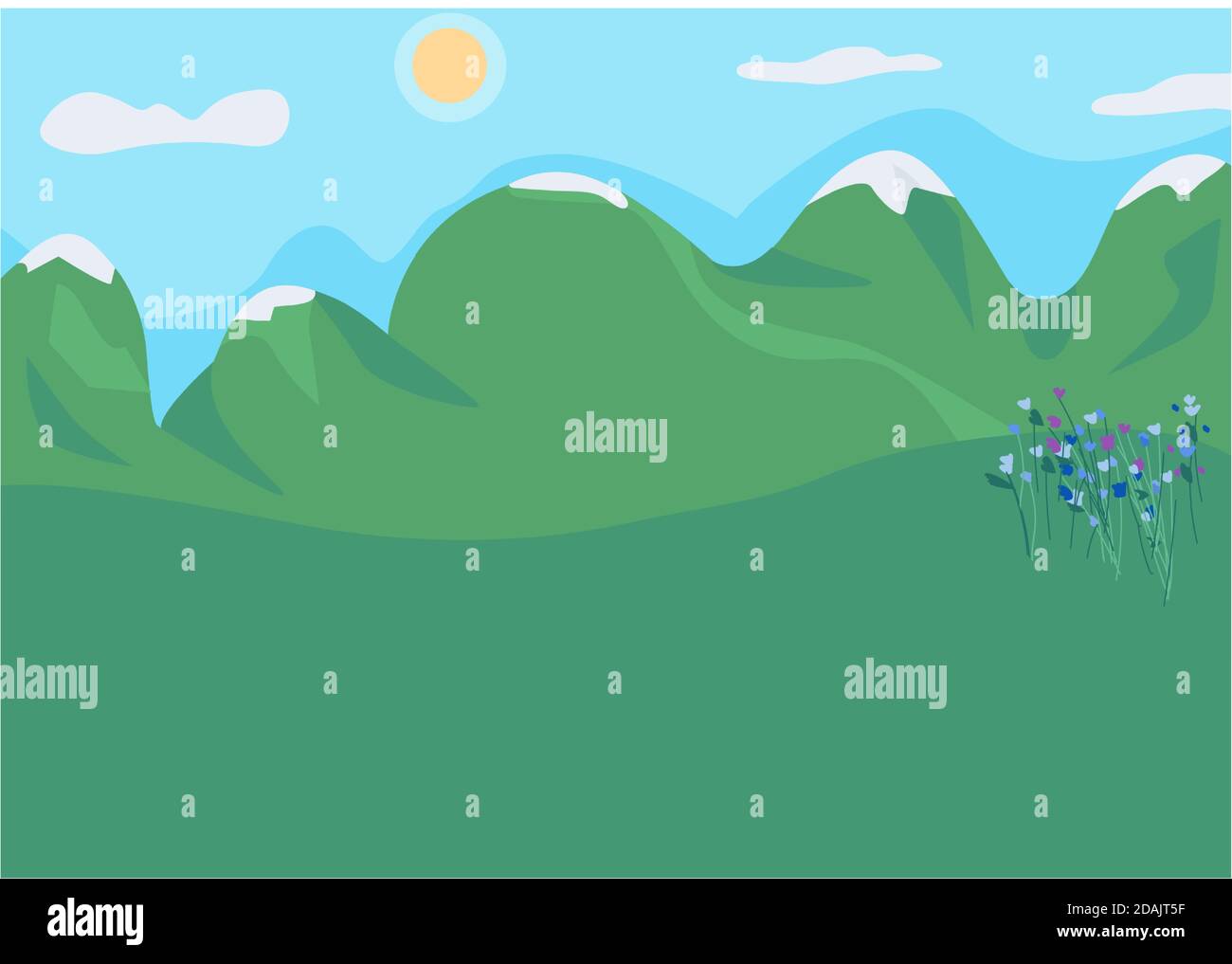 Mountain clearing flat color vector illustration Stock Vector Image ...