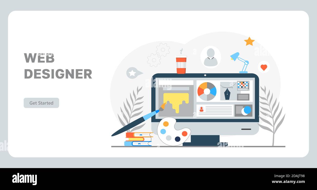 User interface designer concept vector. UI, UX app template creation installation. Creation of ...