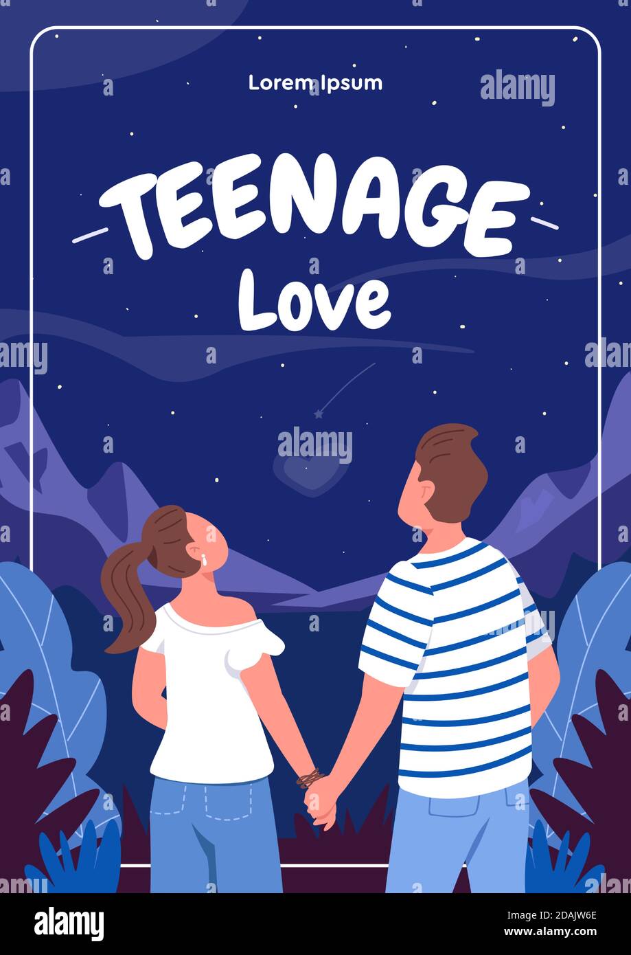 Teenage love poster flat vector template Stock Vector Image & Art - Alamy