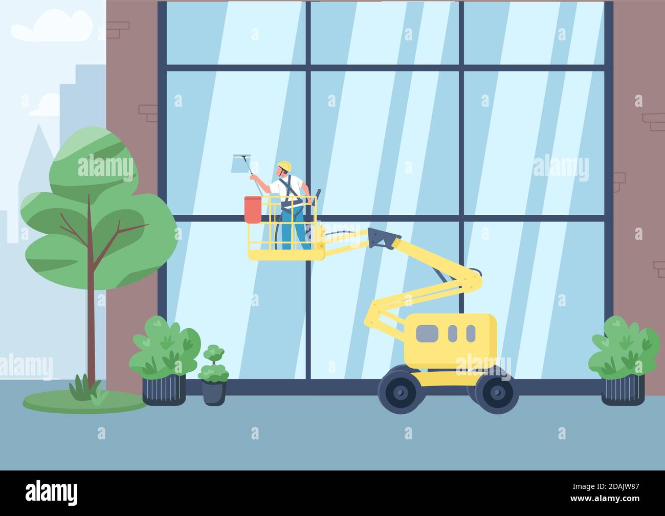 Building windows cleaning flat color vector illustration Stock Vector ...