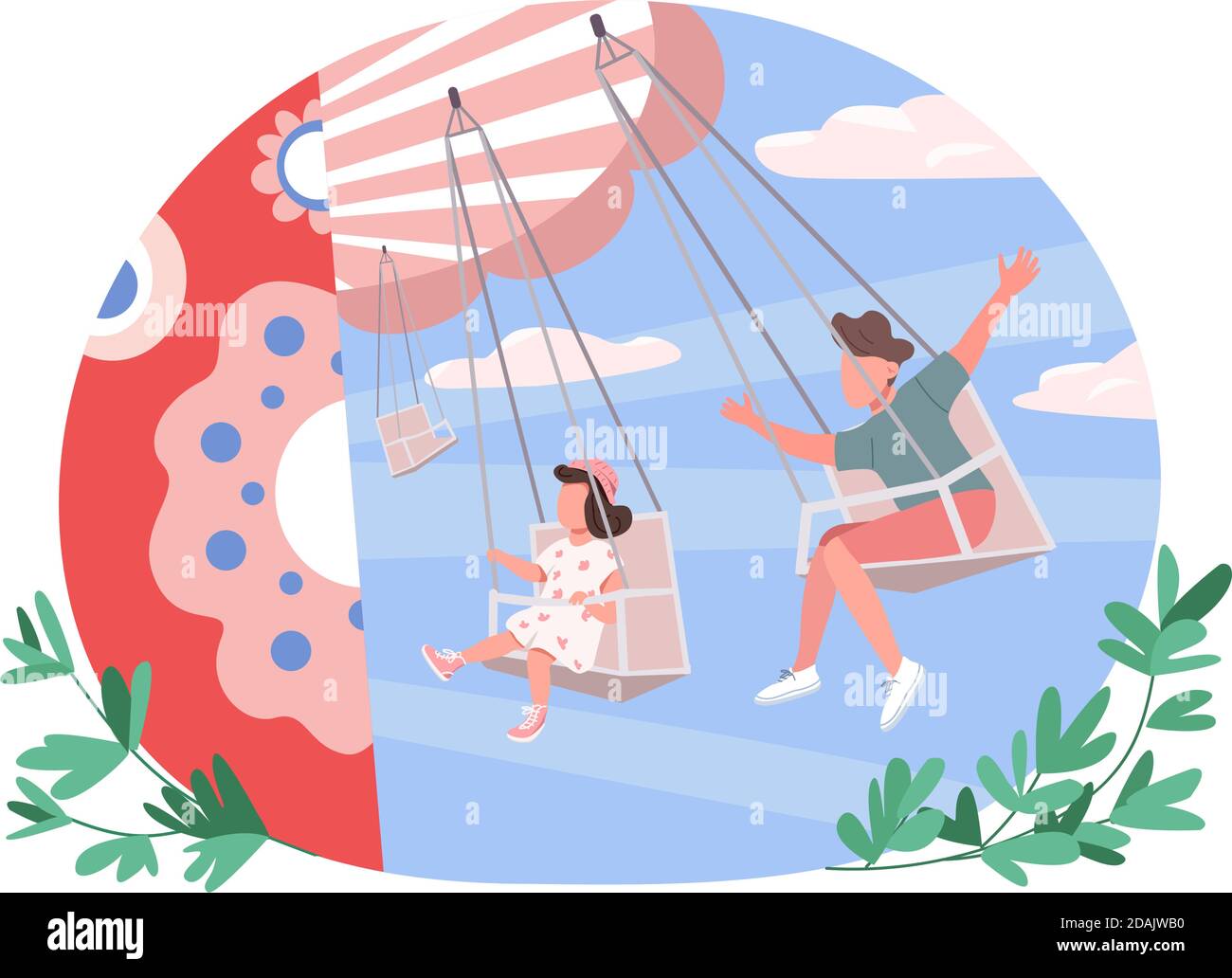 Kids on attraction 2D vector web banner, poster Stock Vector Image ...