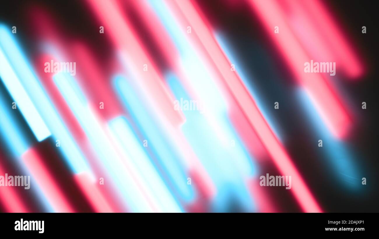 Abstract colorful background. Diagonal oriented red and cyan light bars ...